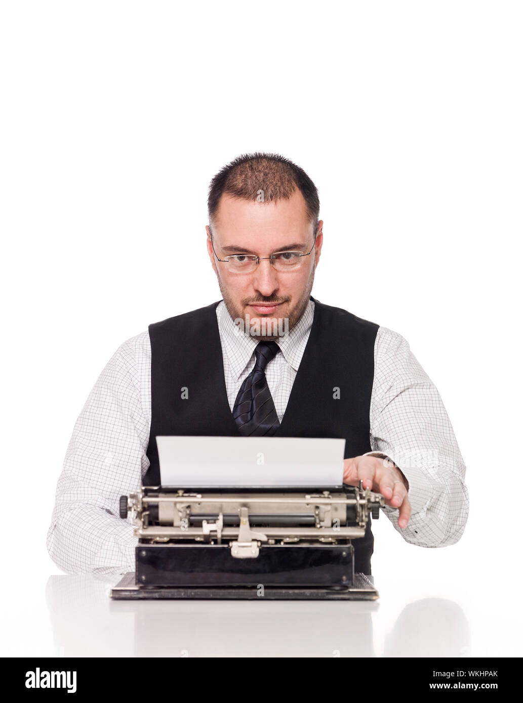 Man and a vintage typewriter Stock Photo - Alamy