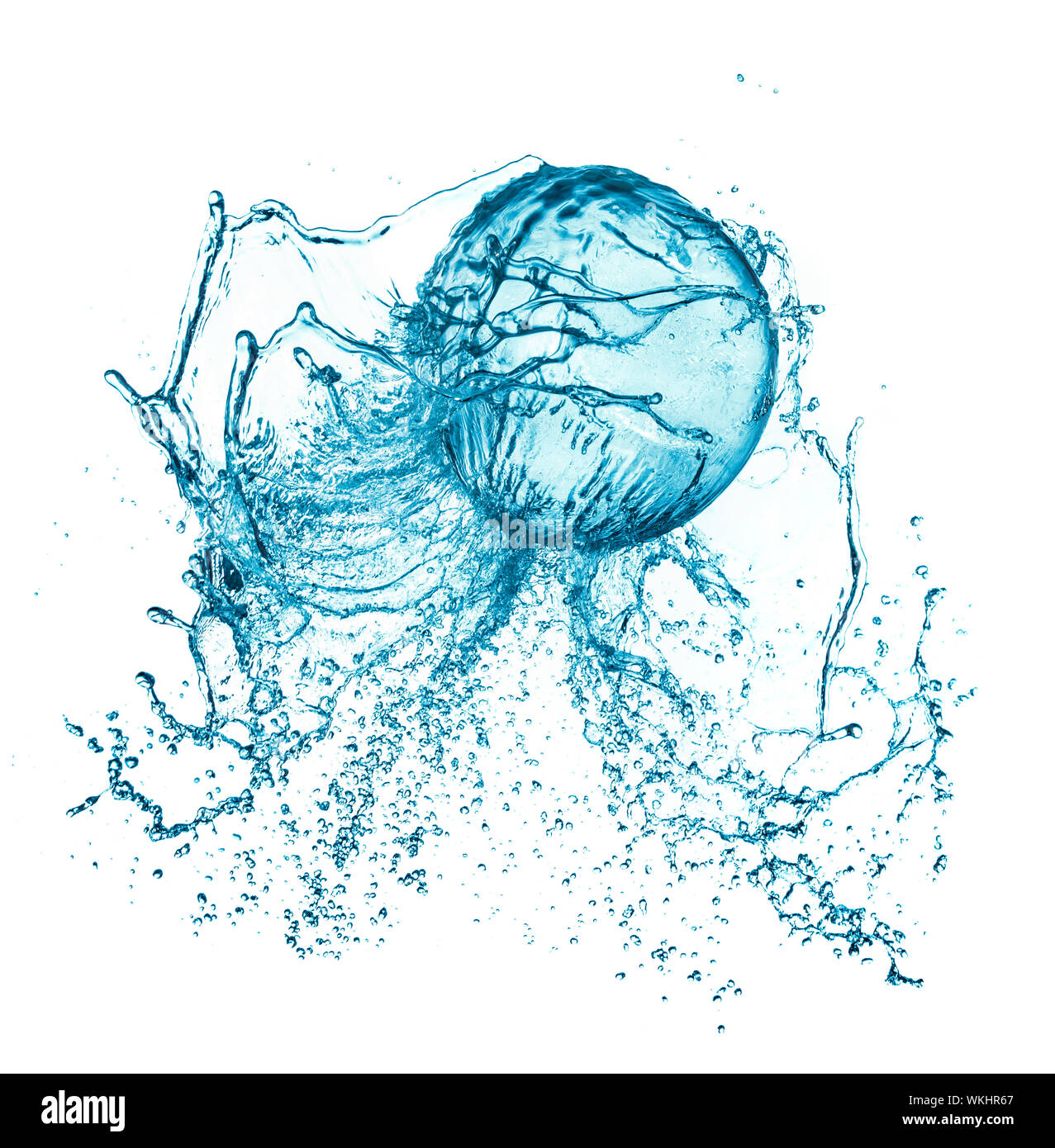 Abstract water ball splash isolated on white background Stock Photo - Alamy