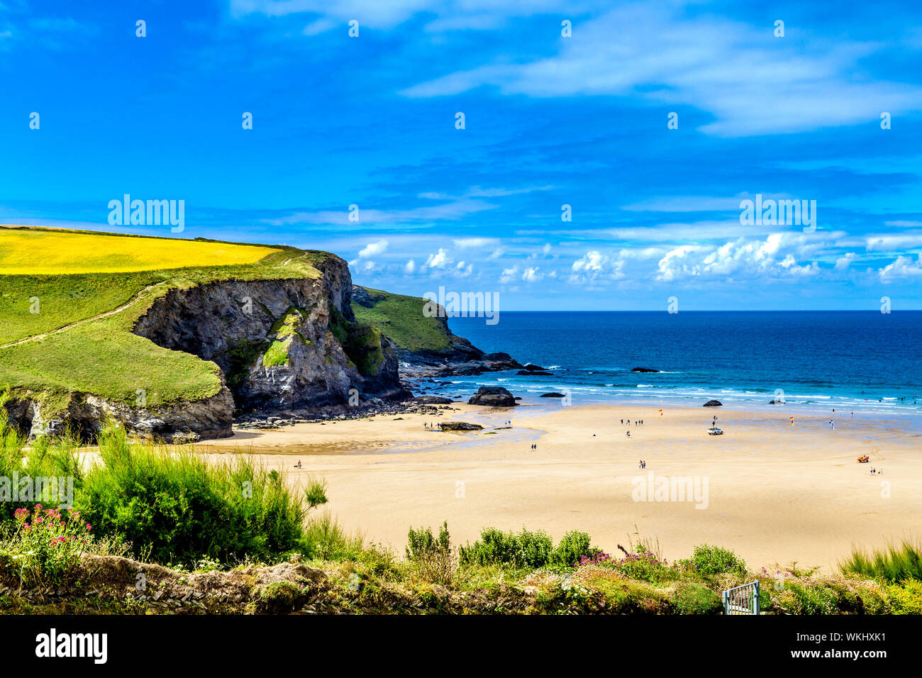 Mawgan Porth Beach in Cornwall, UK Stock Photo - Alamy