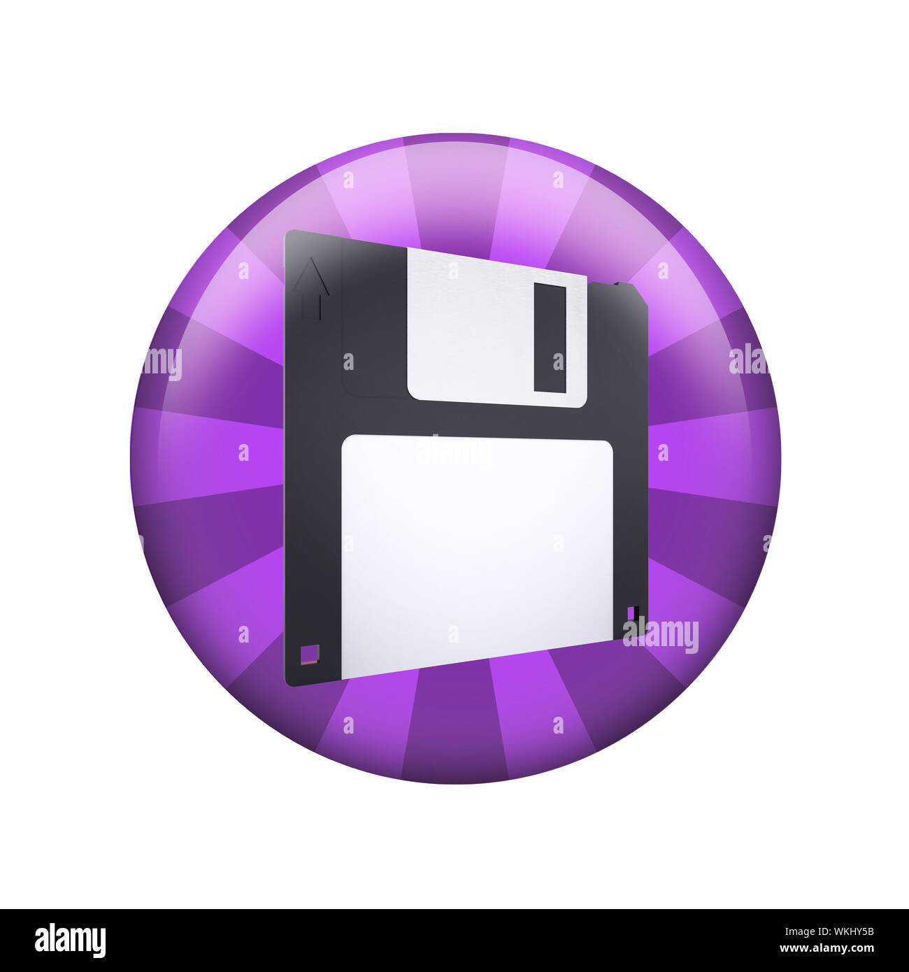 Floppy disk. Spherical glossy button. Web element Stock Photo - Alamy