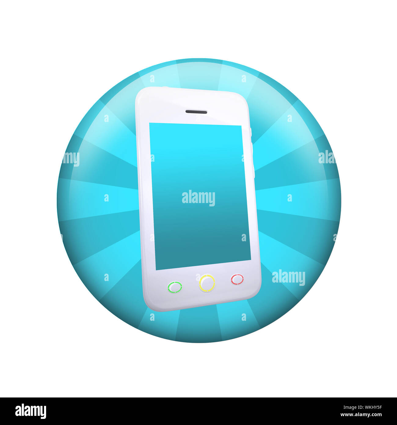 White smart phone. Spherical glossy button. Web element Stock Photo - Alamy