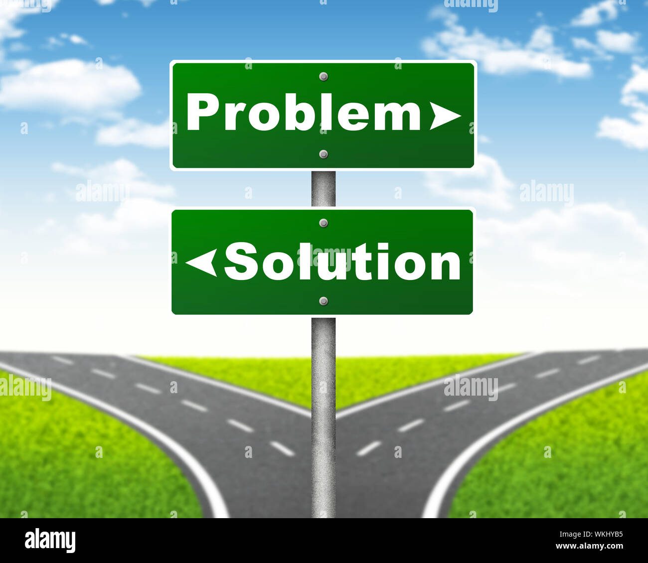 Crossroads road sign. Pointer to the right Problem, but Solution left ...