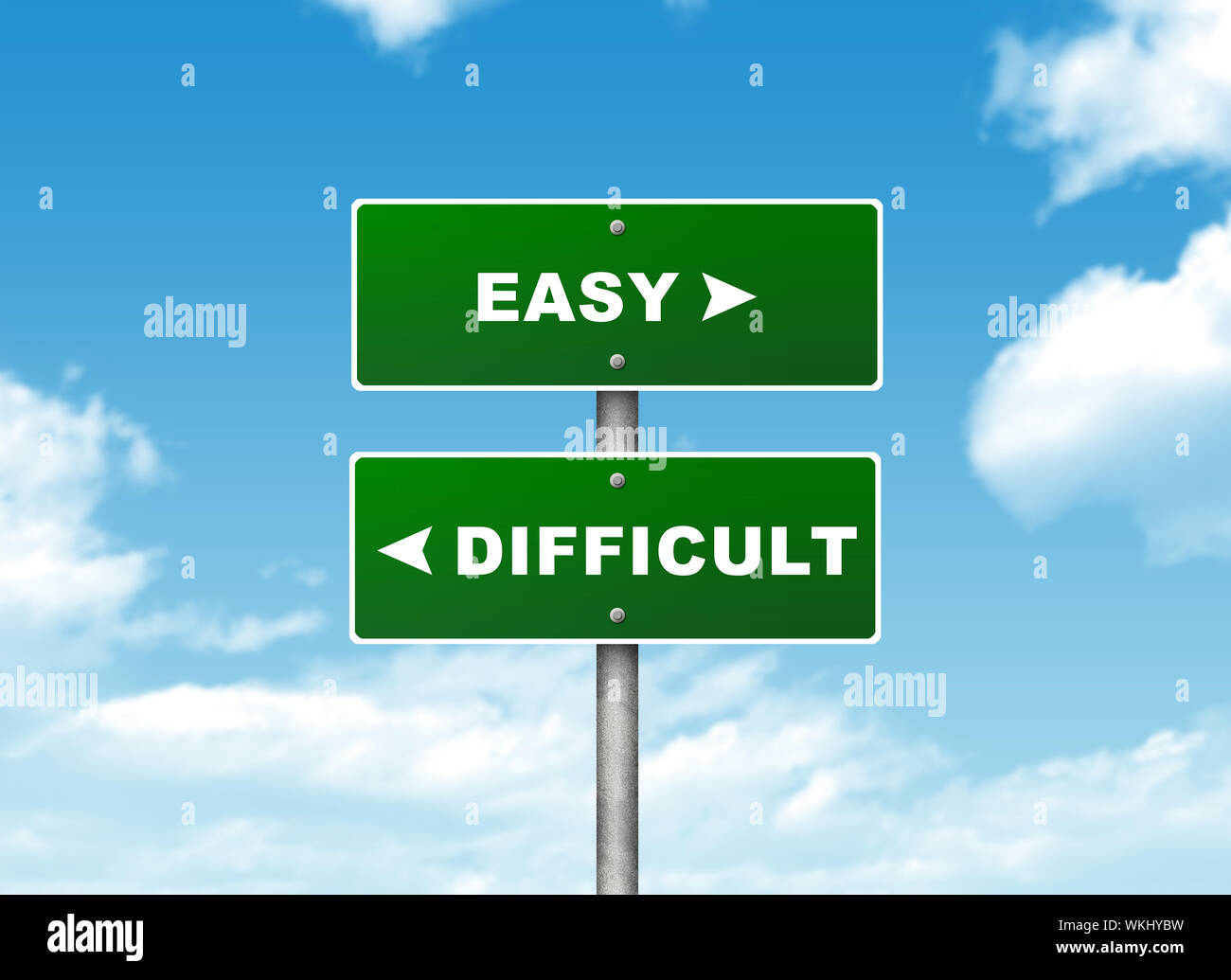 Crossroads road sign. Pointer to the right EASY, but DIFFICULT left ...