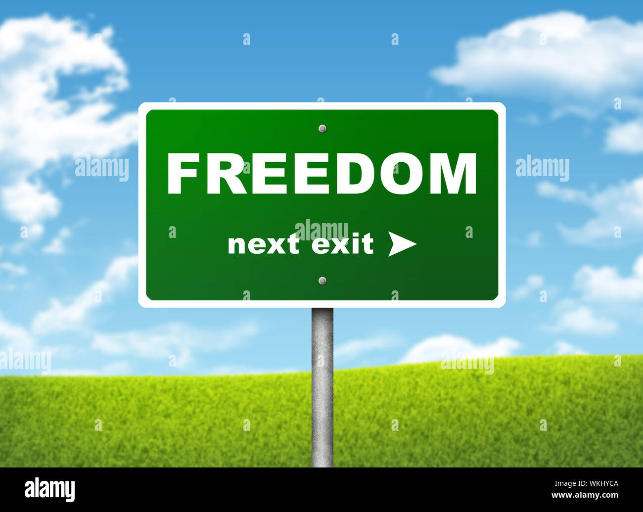 Road sign. Pointer to the right FREEDOM. Choice concept Stock Photo - Alamy