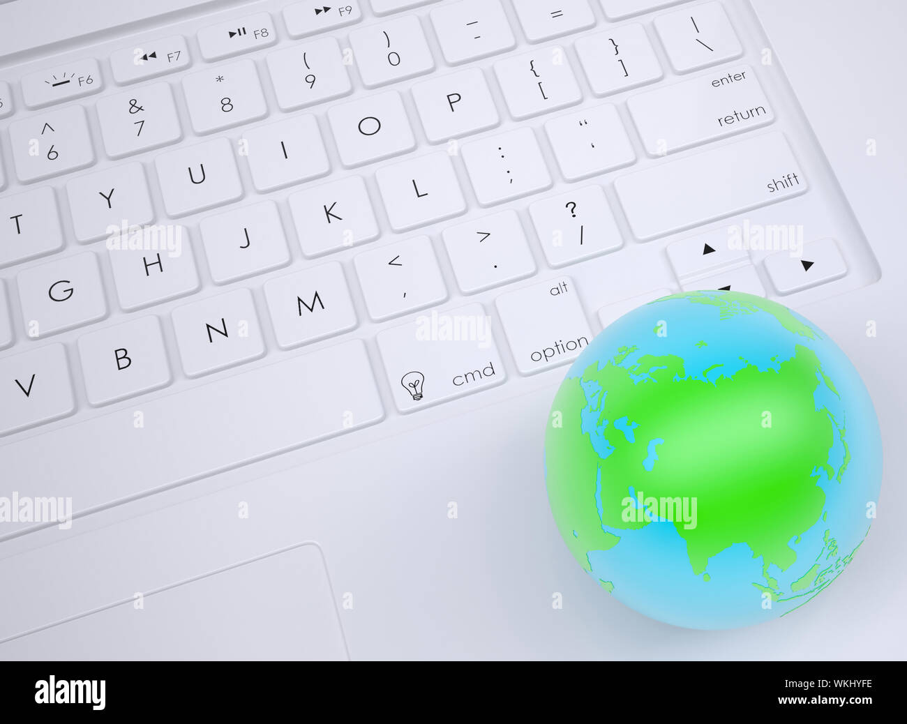 Earth on the keyboard. View from above Stock Photo - Alamy