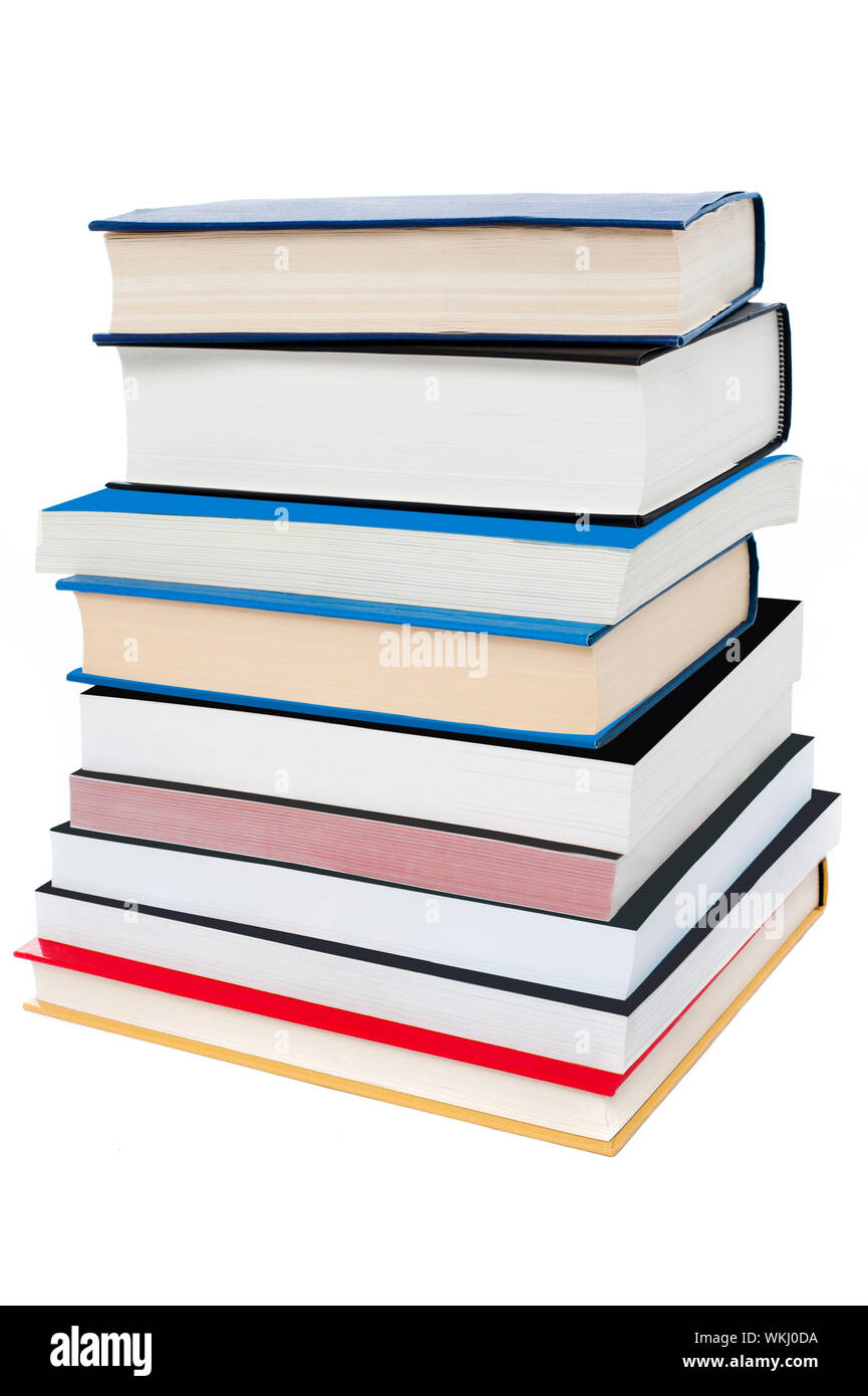 Stack of books on a white background Stock Photo - Alamy