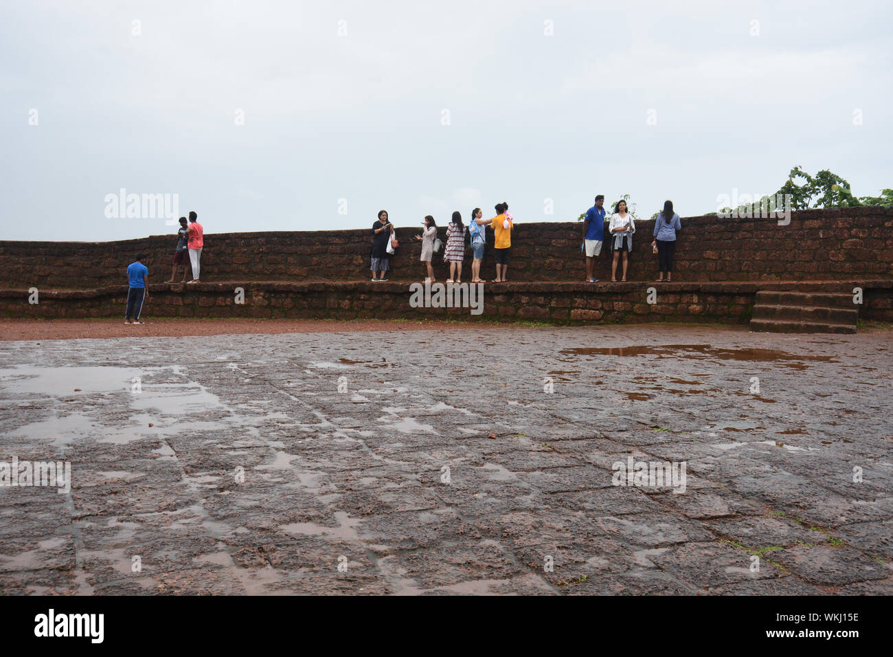 Tourists are at the Upper Aguada Fort. Bardez, North Goa, India Stock ...