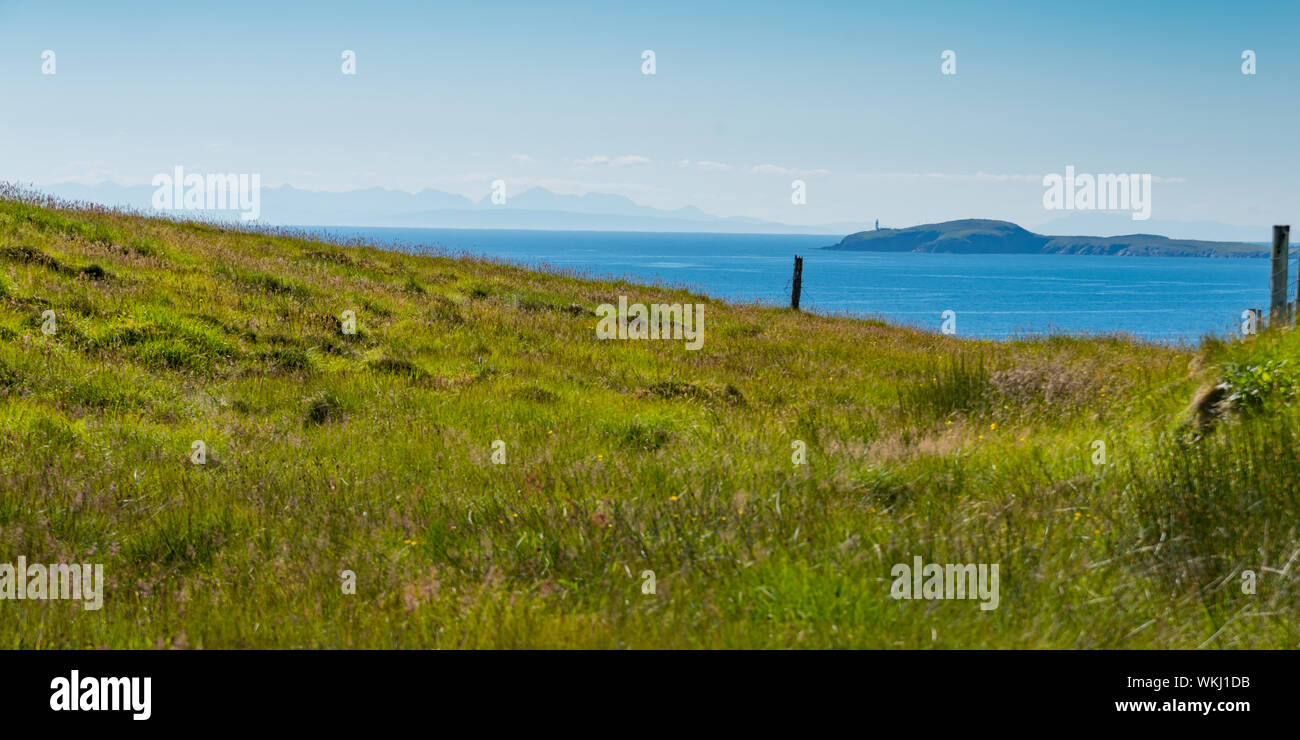 Panoramic view of Minch from east coast cliffs on Hebridean island of ...