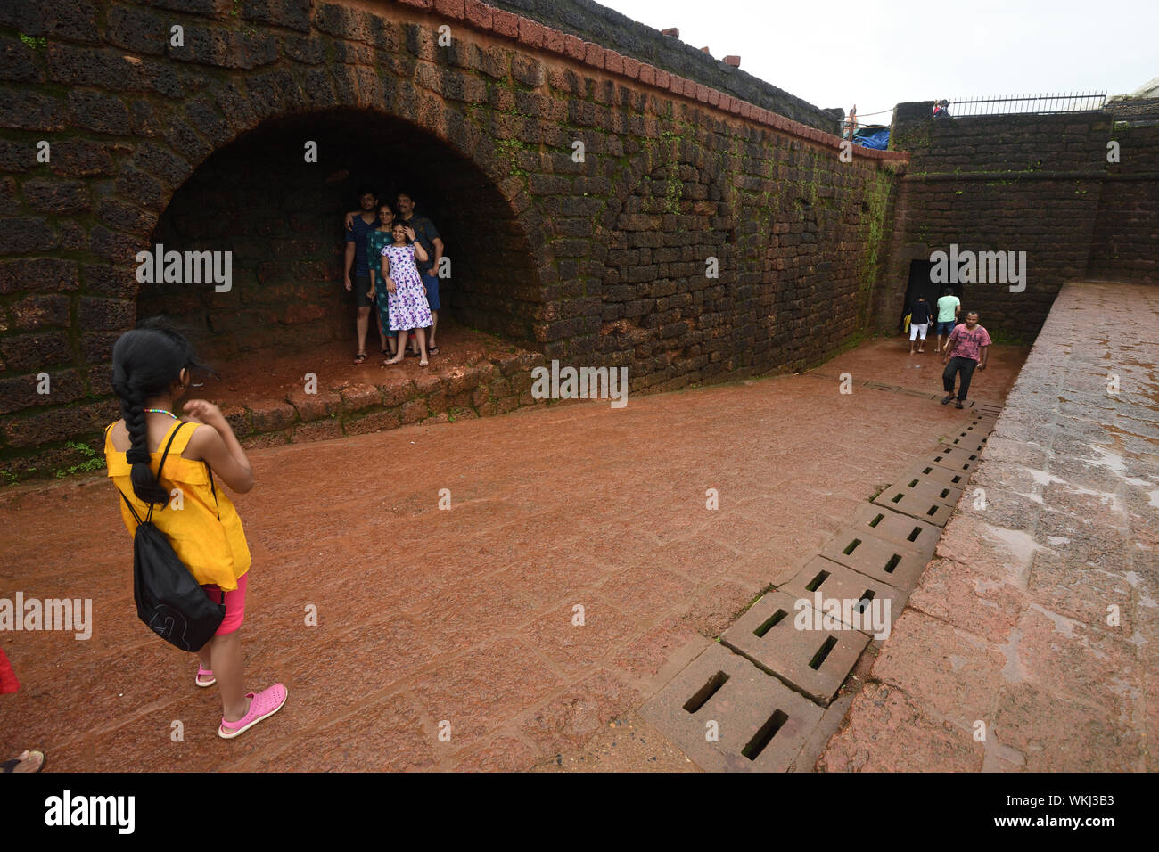 Tourists are at the Upper Aguada Fort. Bardez, North Goa, India Stock ...