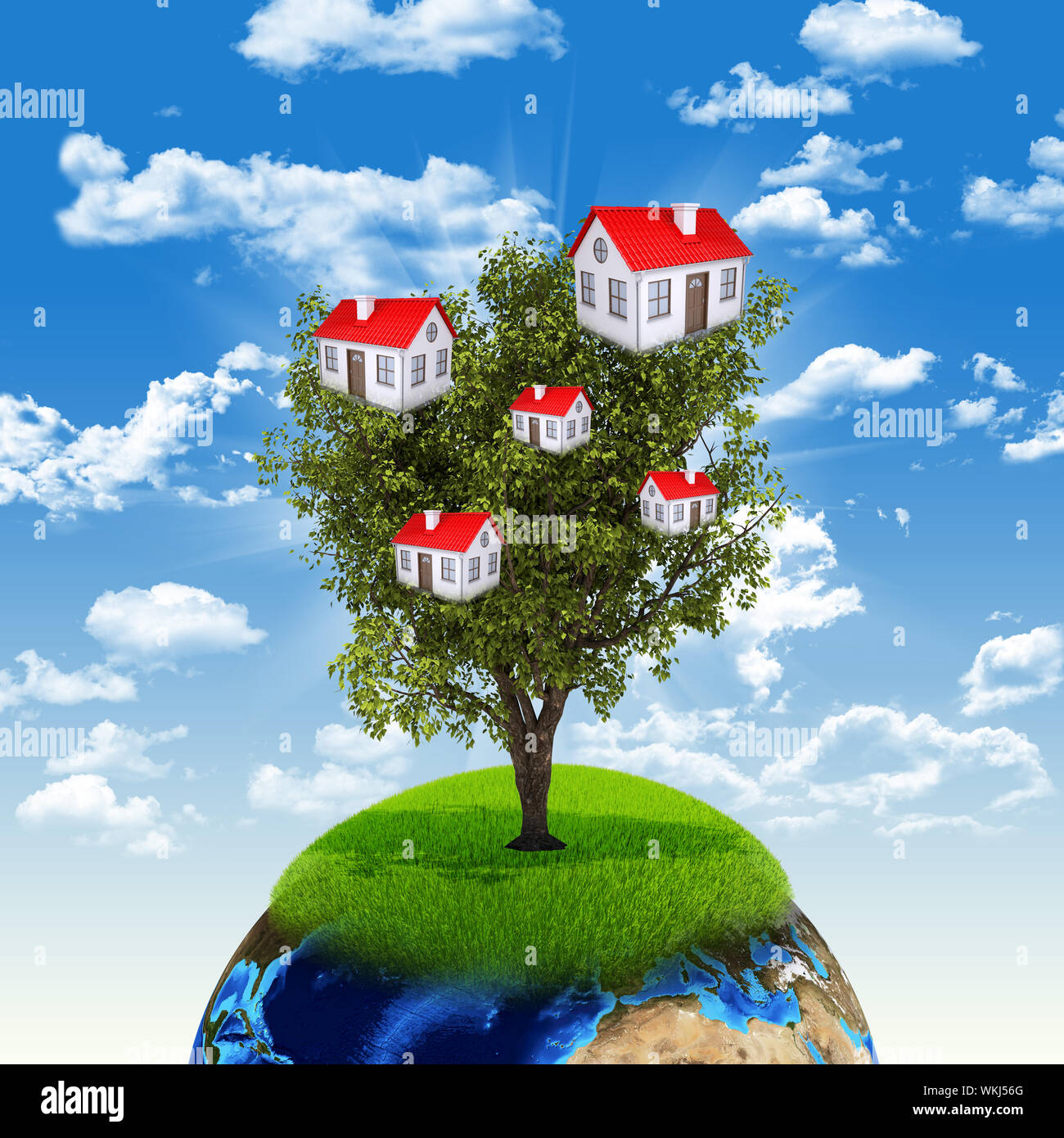 Earth and tree with houses. Elements of this image are furnished by ...
