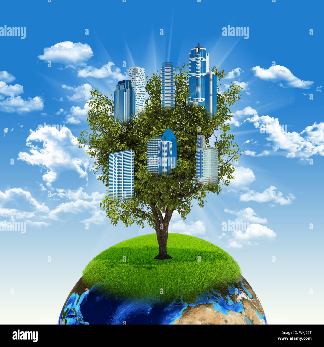 Earth and tree with buildings. Elements of this image are furnished by ...