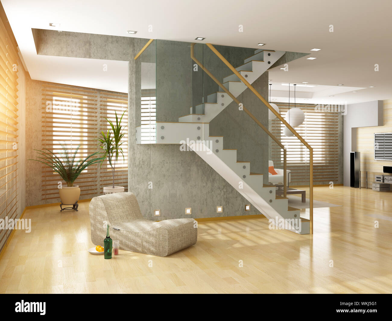 modern loft interior design (3d concept Stock Photo - Alamy