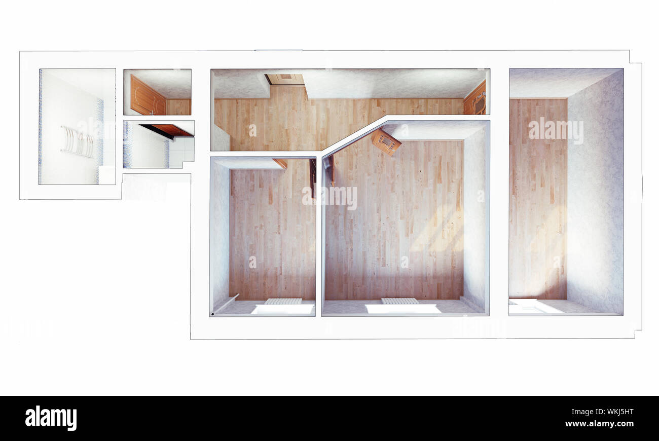 modern flat interior design. the top view. 3d Stock Photo - Alamy