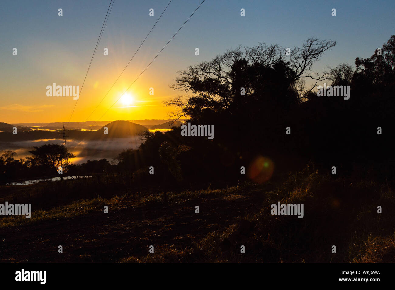 Sunrise in the region of Jaguari River Valley, Jaguari City, RS, Brazil ...