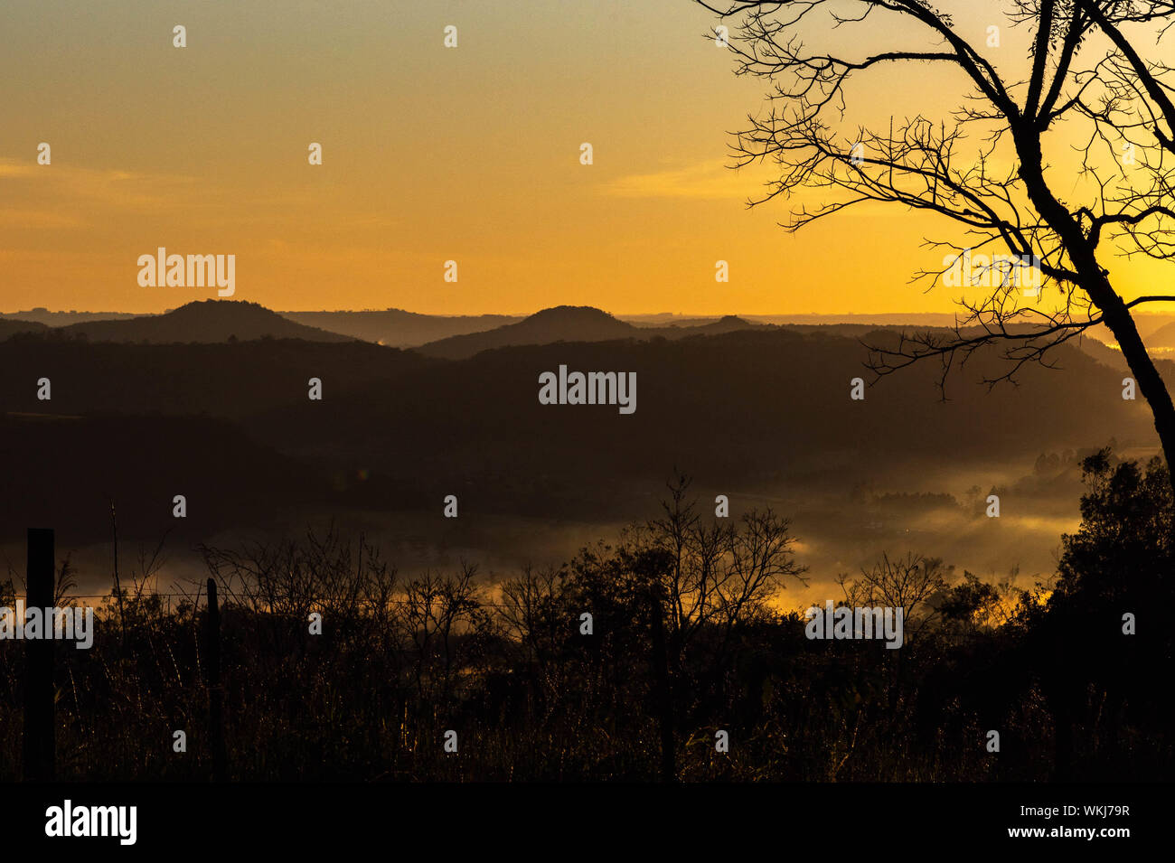 Sunrise in the region of Jaguari River Valley, Jaguari City, RS, Brazil ...