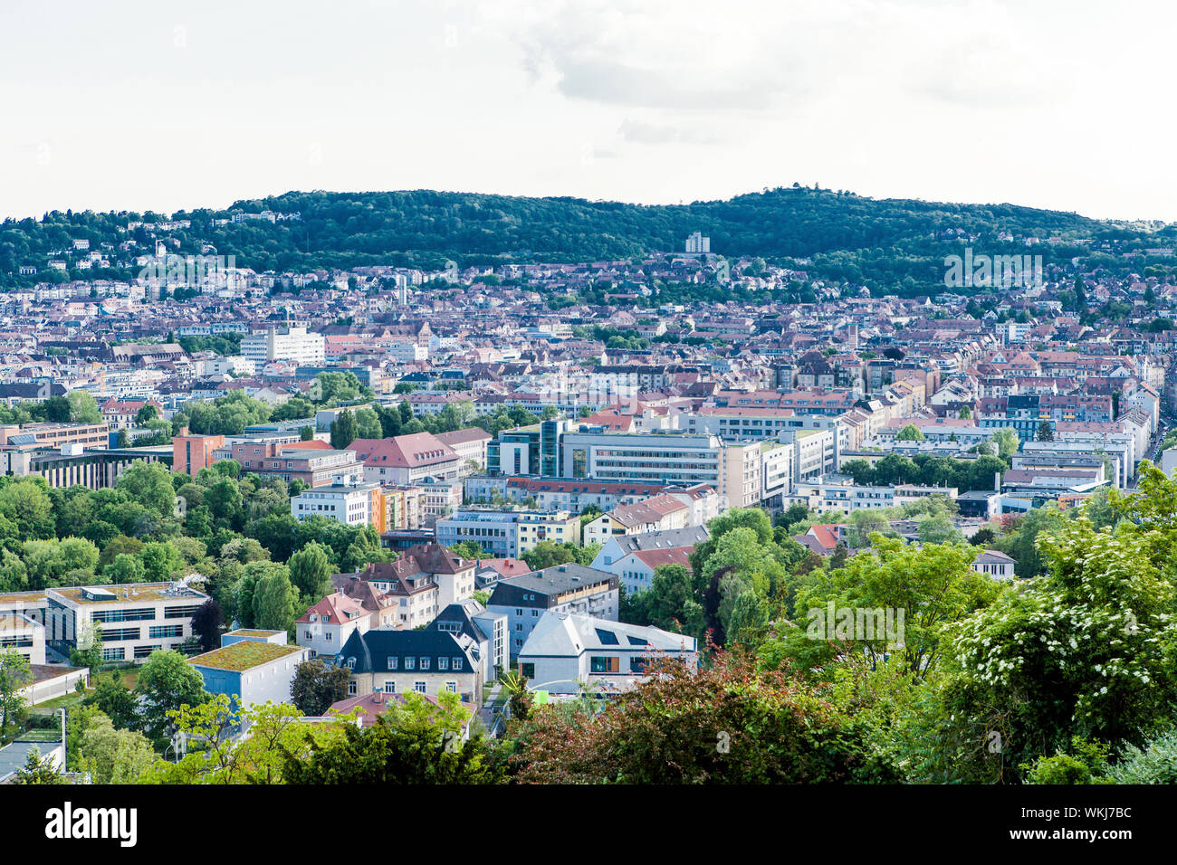 Scenic rooftop view of Stuttgart, Germany showing modern high-rise ...
