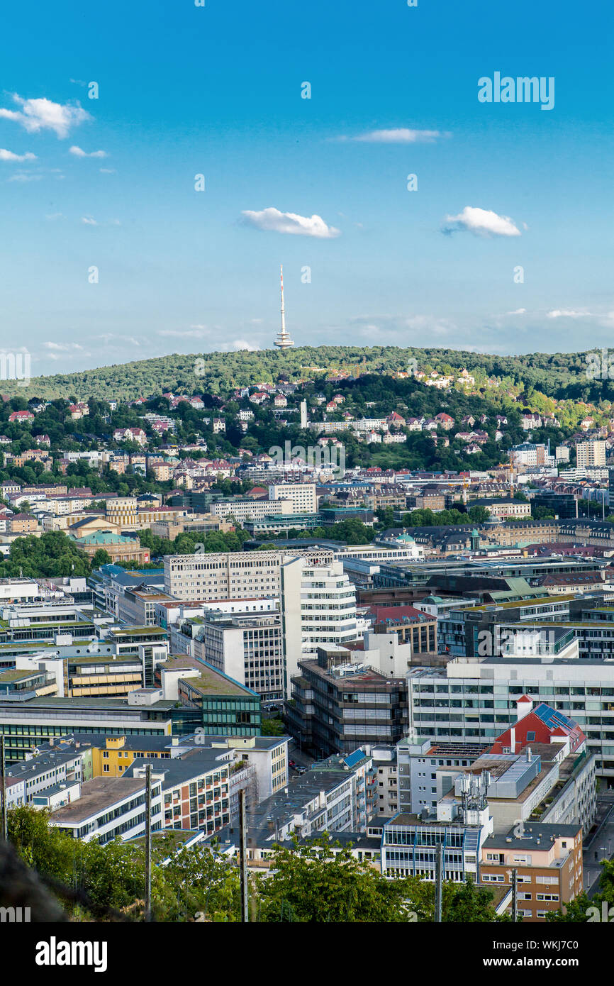 Scenic rooftop view of Stuttgart, Germany showing modern high-rise ...