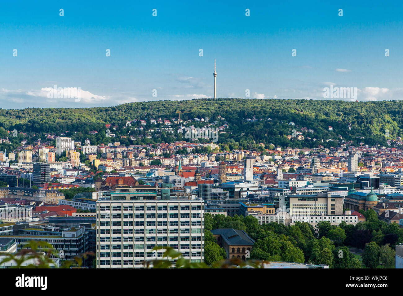 Scenic rooftop view of Stuttgart, Germany showing modern high-rise ...