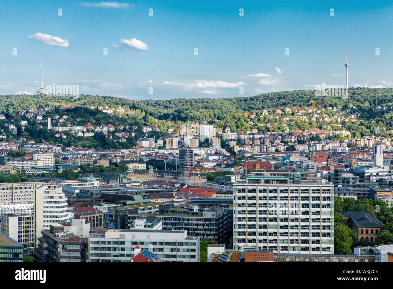 Scenic rooftop view of Stuttgart, Germany showing modern high-rise ...