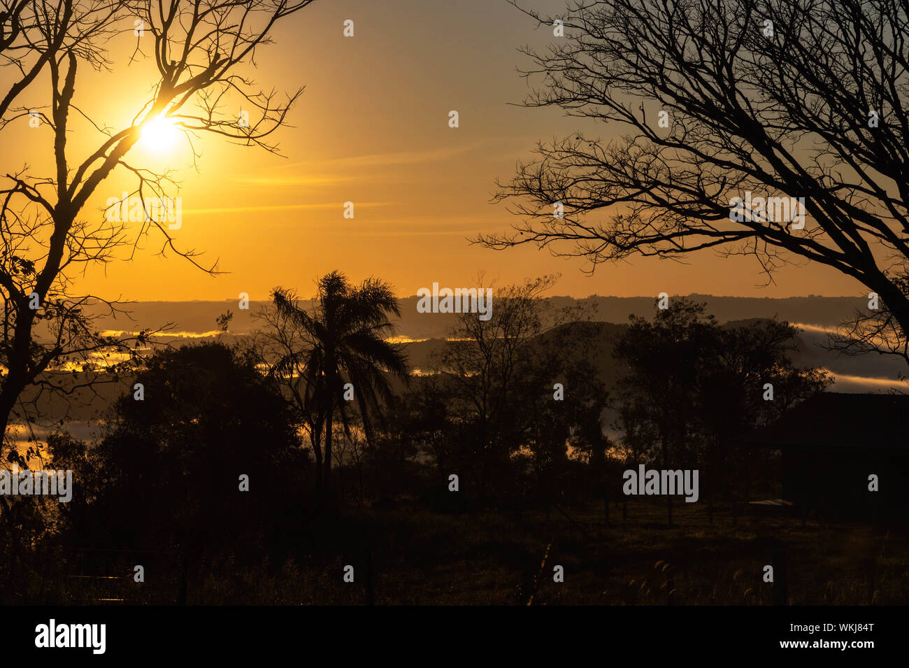 Sunrise in the region of Jaguari River Valley, Jaguari City, RS, Brazil ...