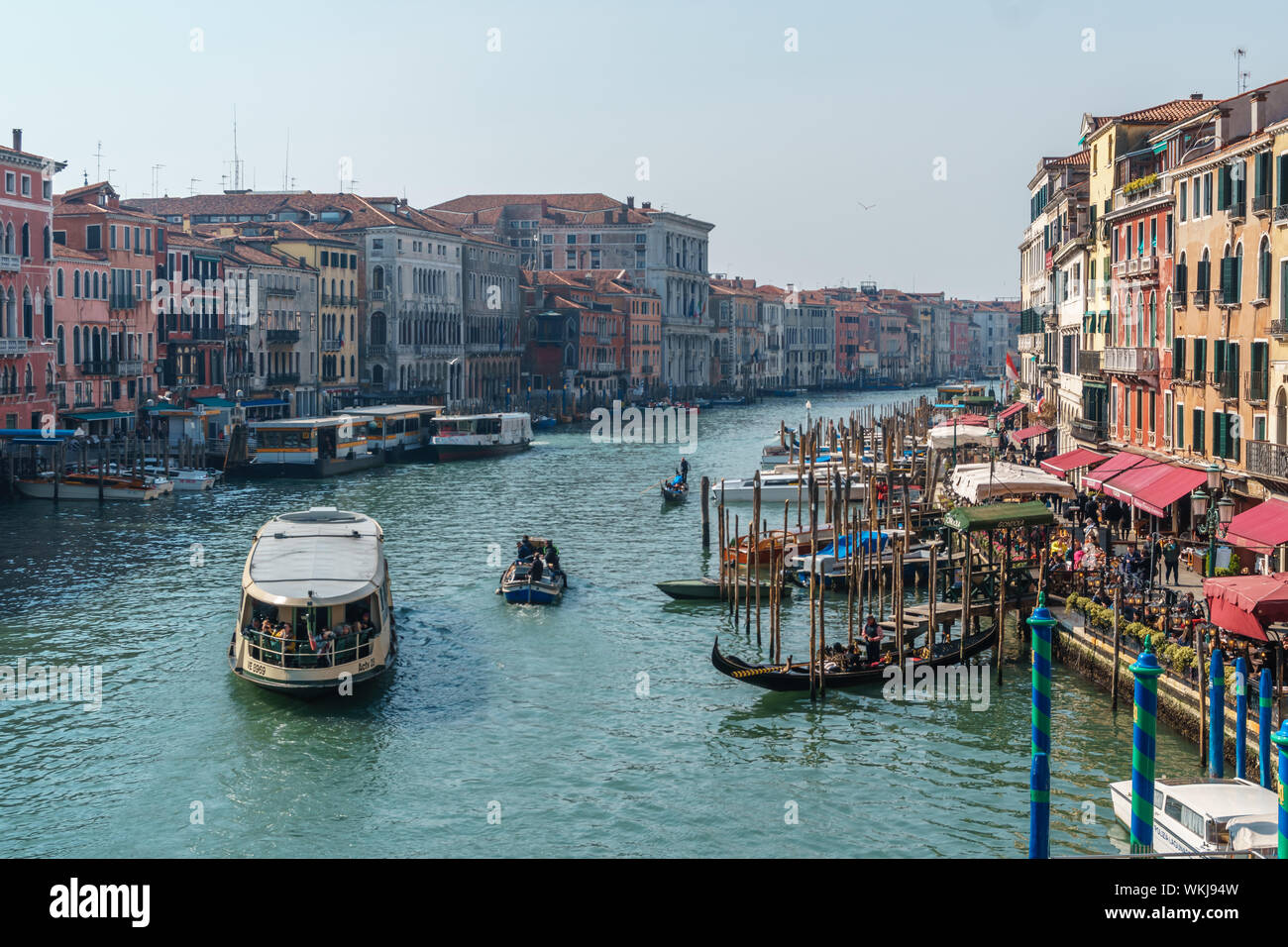 Venice, Italy - 15.03.2019: View of Canal Grande. Various boats float ...