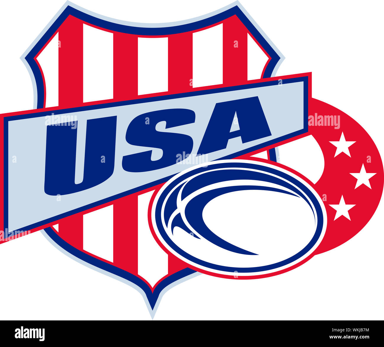 illustration of an American rugby ball shield with stars and stripes ...