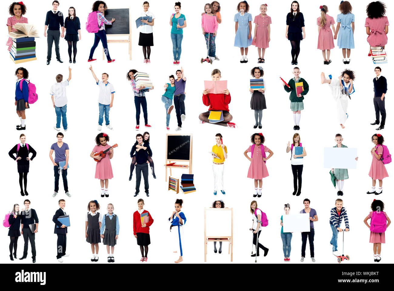 Collage, education concept. White background Stock Photo - Alamy