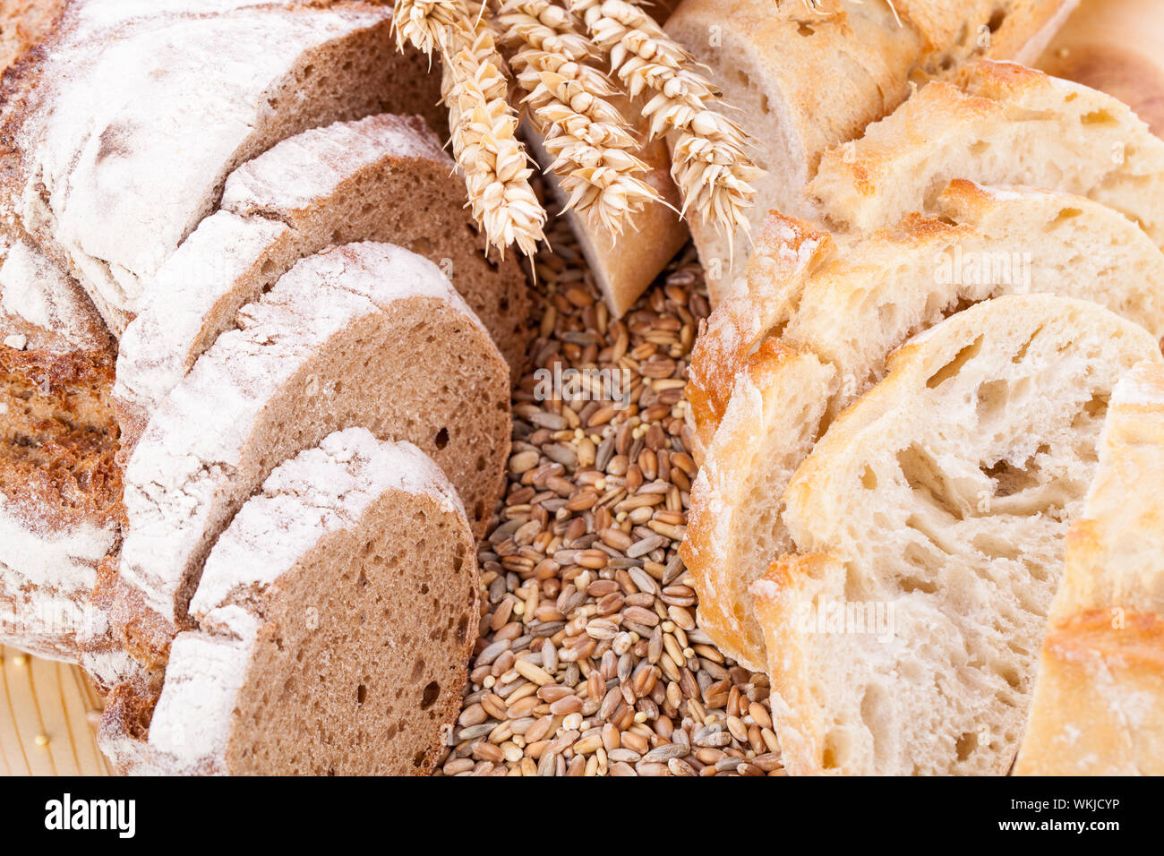 fresh tasty mixed bread slice bakery loaf objects food Stock Photo - Alamy