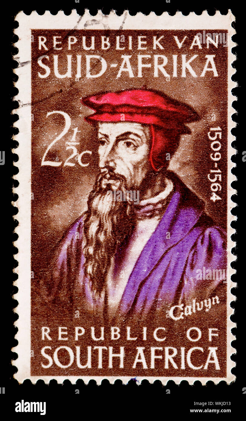 South Africa Postage Stamp - J. Calvin (1509-1564 Stock Photo - Alamy