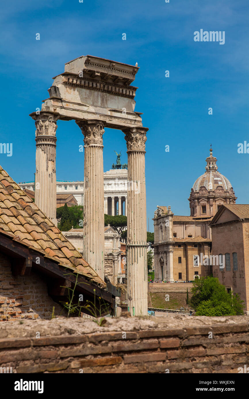 Remains of the Temple of Castor and Pollux or the Dioscuri at the Roman ...