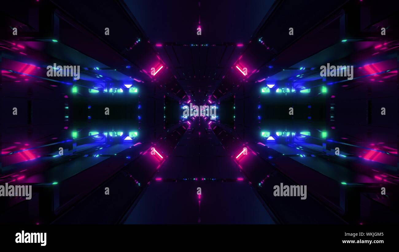 futuristic sci-fi tunnel with nice shine and reflections 3d rendering ...