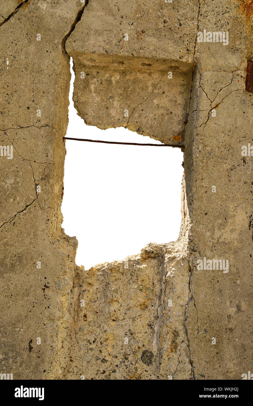 Old cement slab with hole in the middle. Close up Stock Photo - Alamy