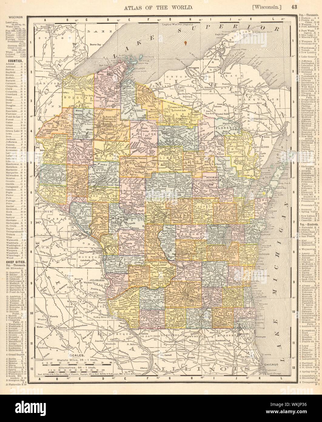 Map of wisconsin counties hi-res stock photography and images - Alamy