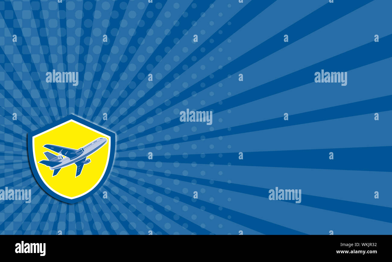 Business card showing illustration of a commercial airplane jet plane ...