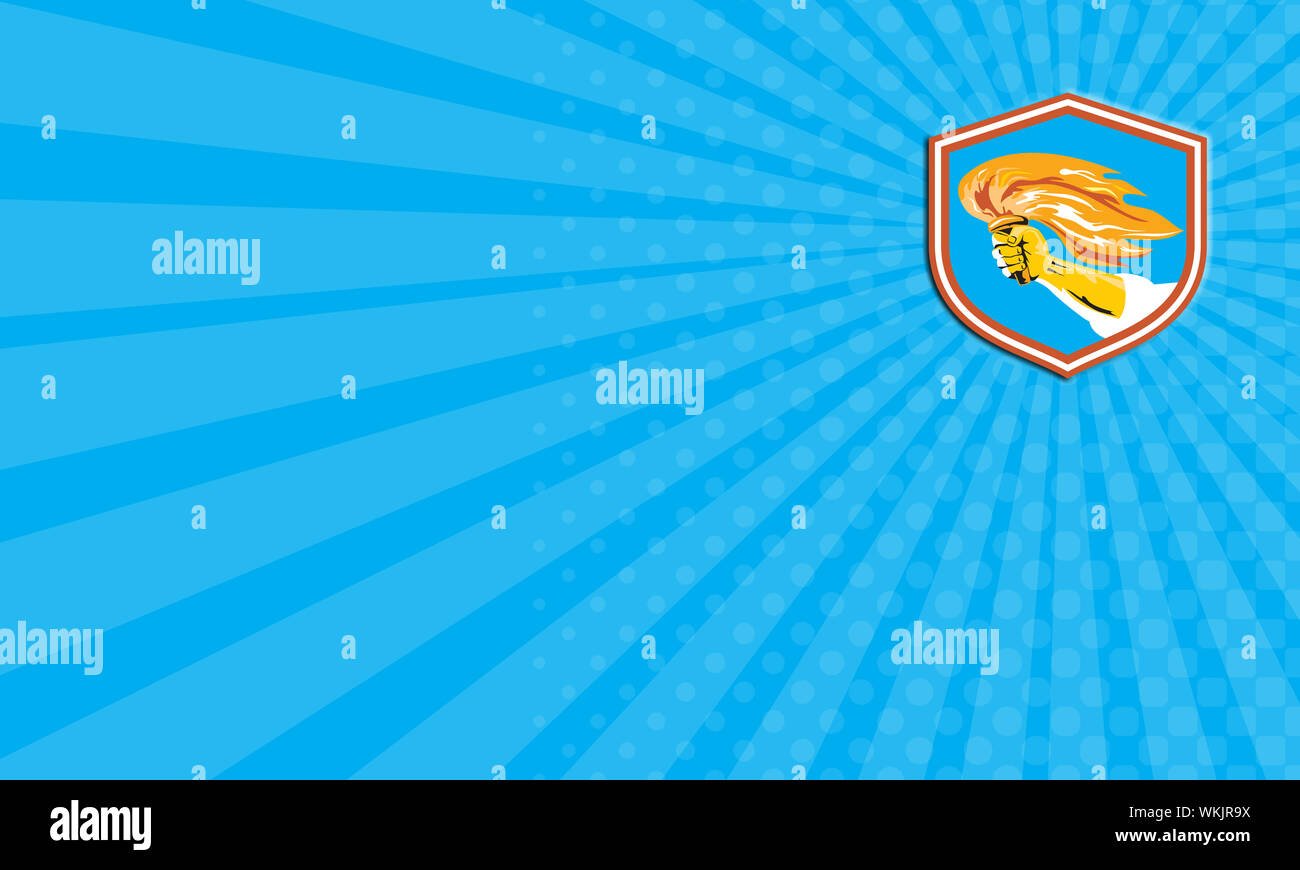 Business card showing illustration of a hand holding a burning flame ...