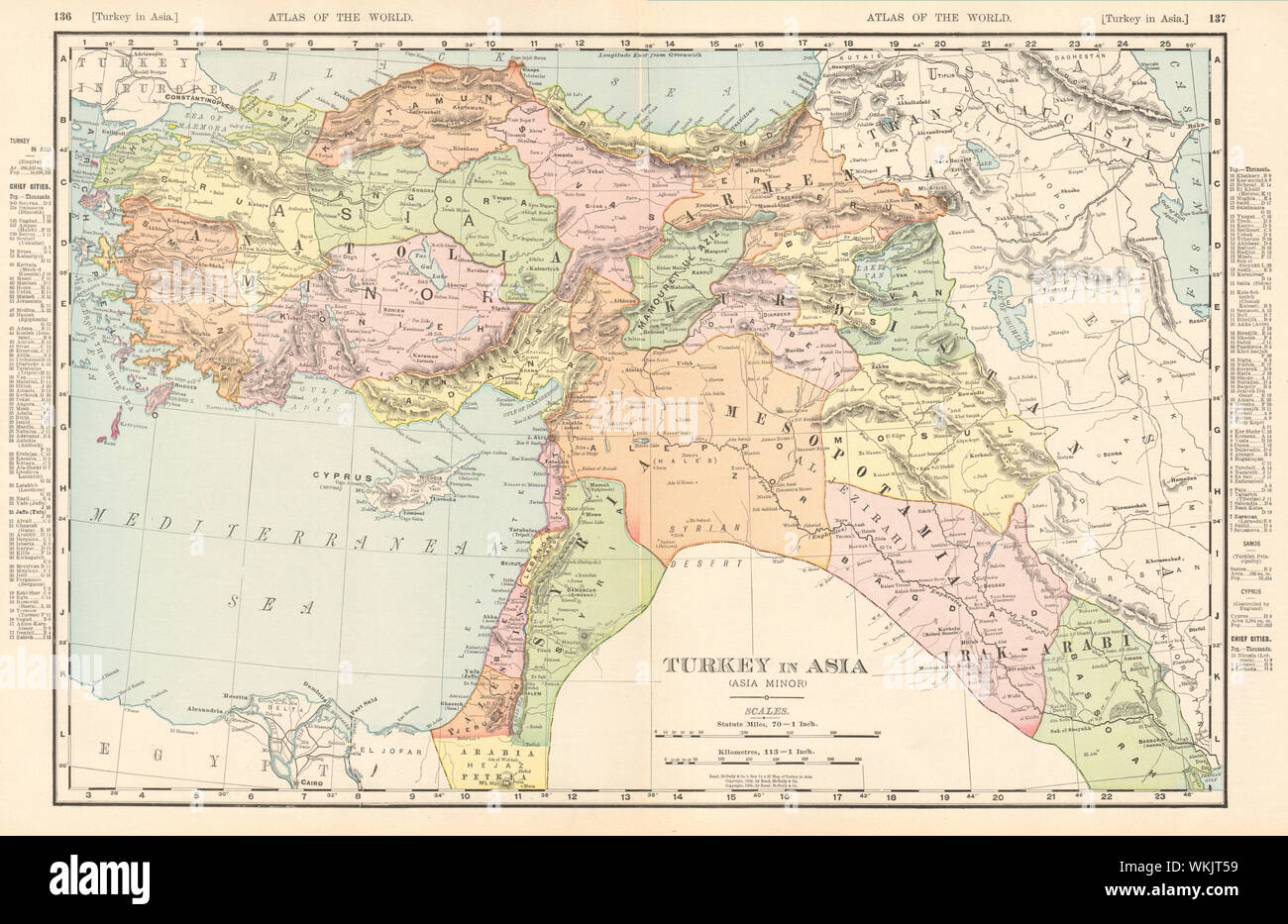 Turkey in Asia. Levant Mesopotamia Iraq Lebanon Syria. RAND MCNALLY ...
