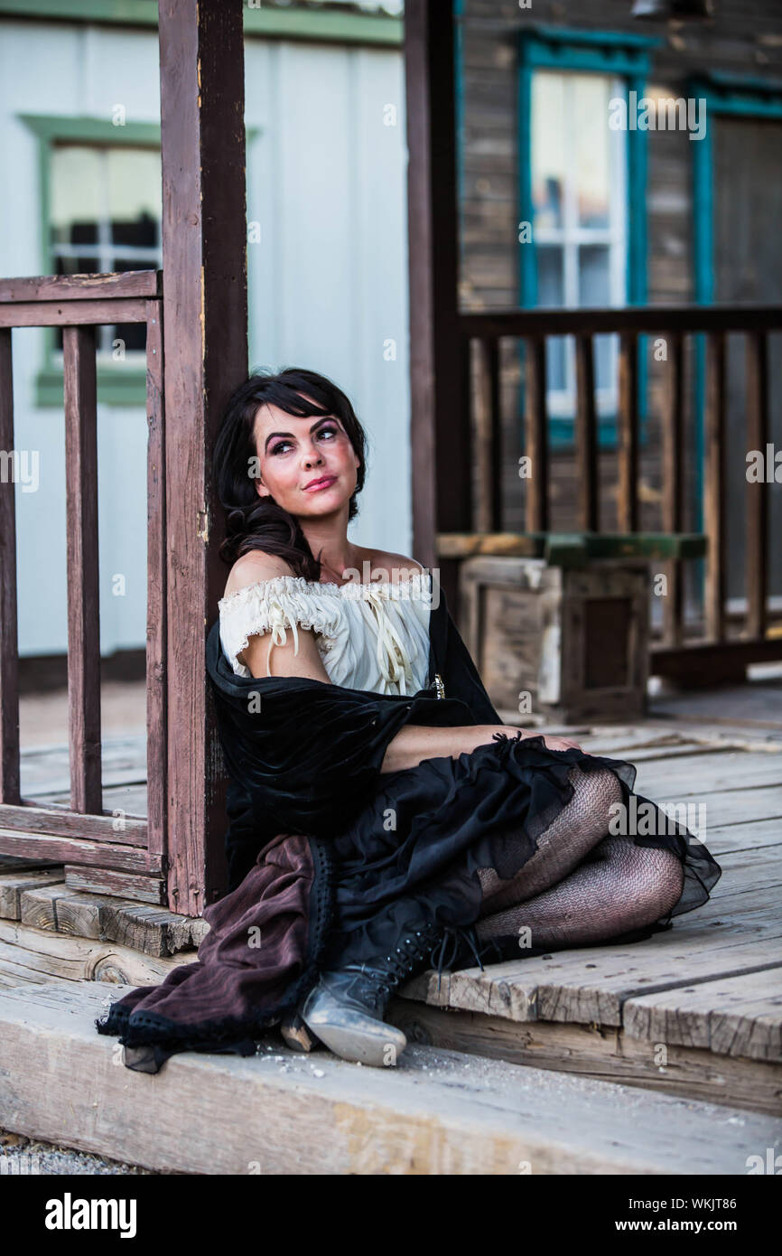 Portrait of an old west saloon girl Stock Photo - Alamy
