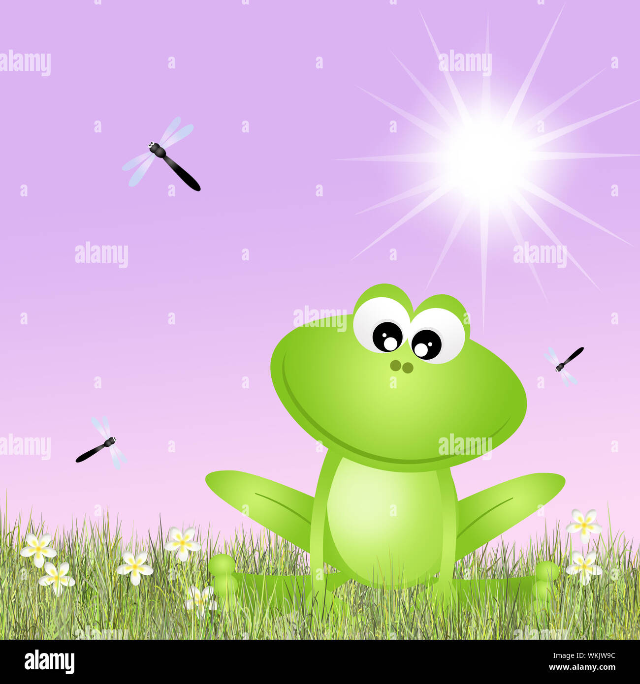 frog and dragonflies Stock Photo - Alamy