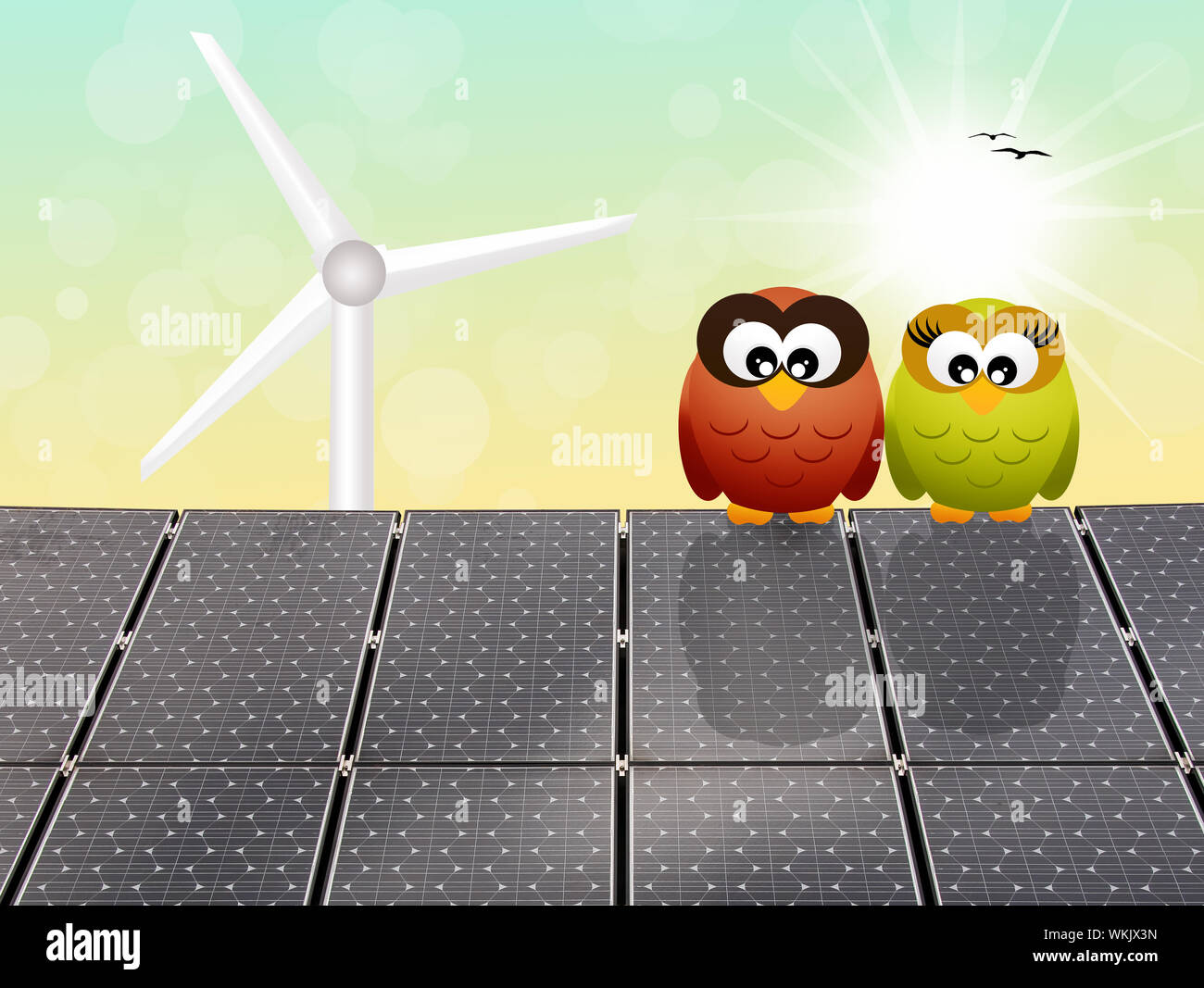 Cartoon Illustration Solar Energy Panel High Resolution Stock ...