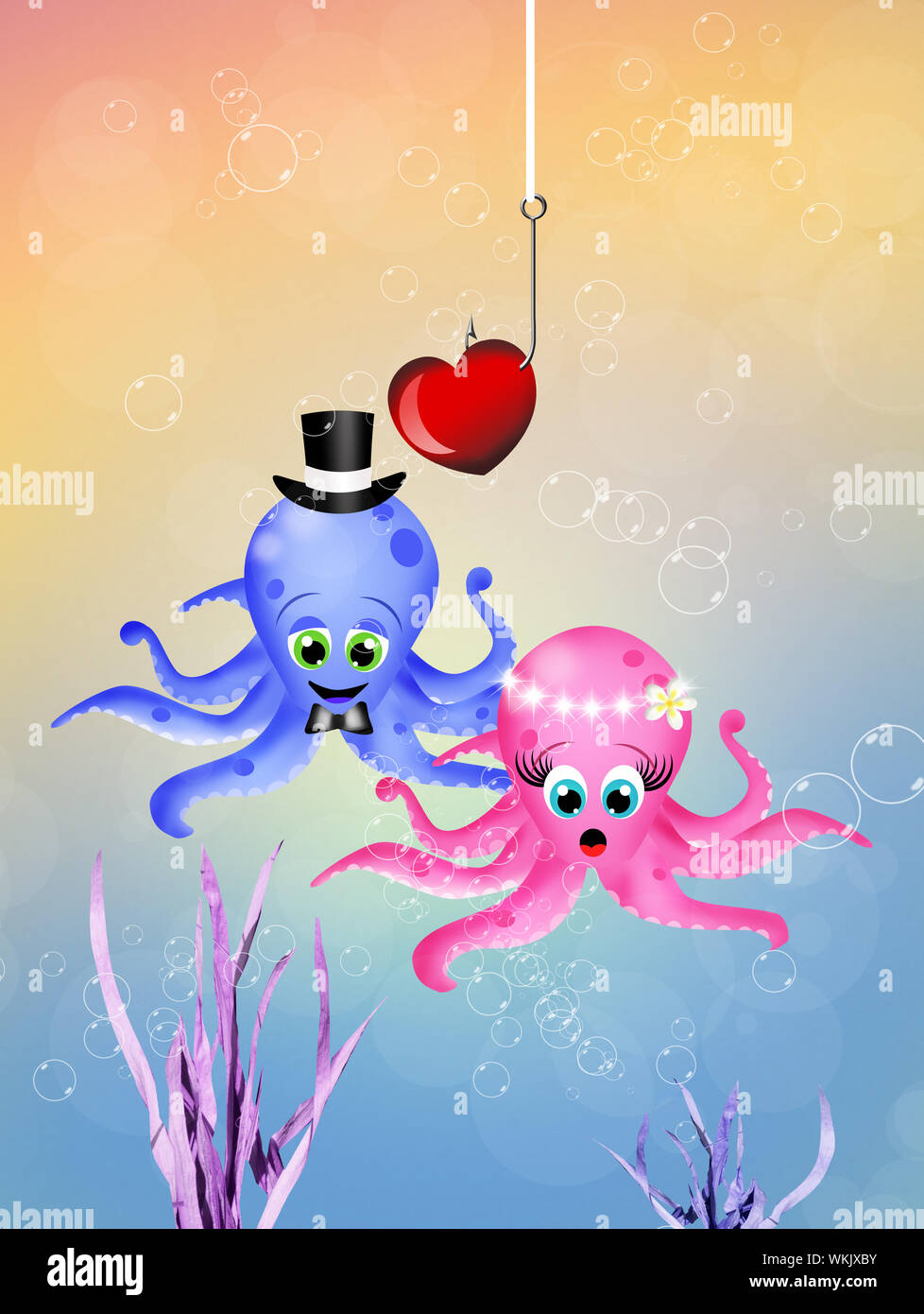 Wedding of octopus Stock Photo - Alamy