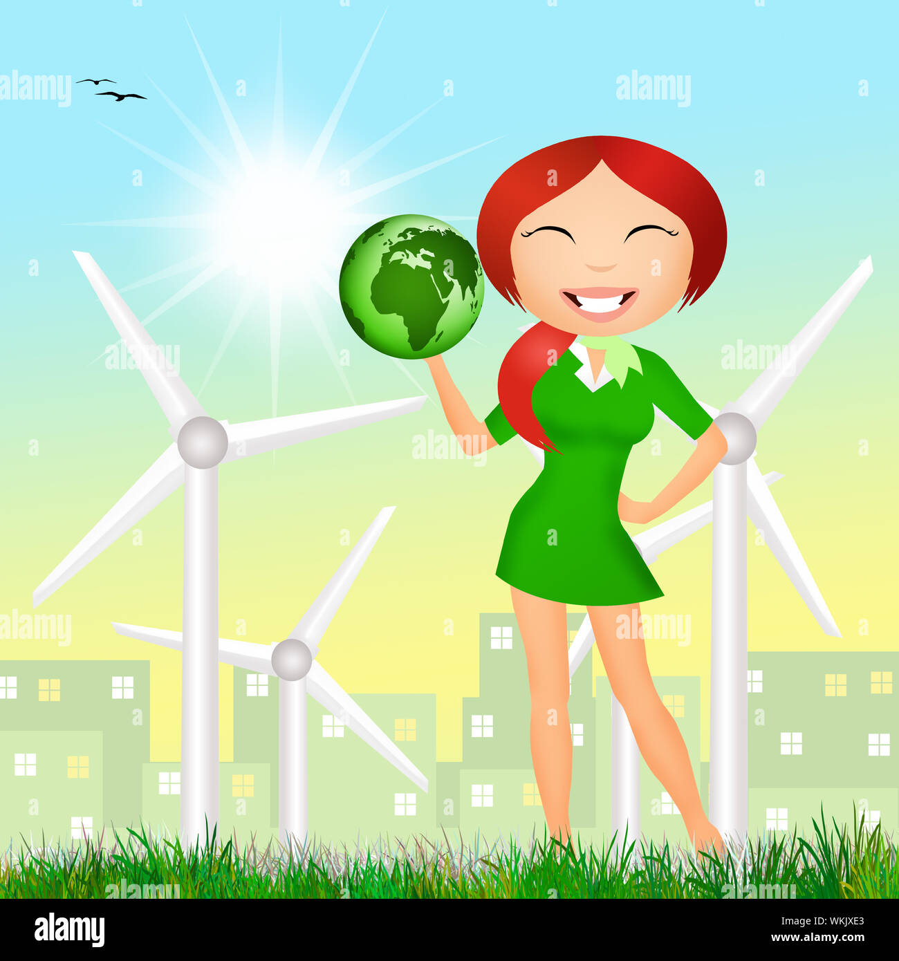 Cartoon Illustration Energy Solar Panel High Resolution Stock ...