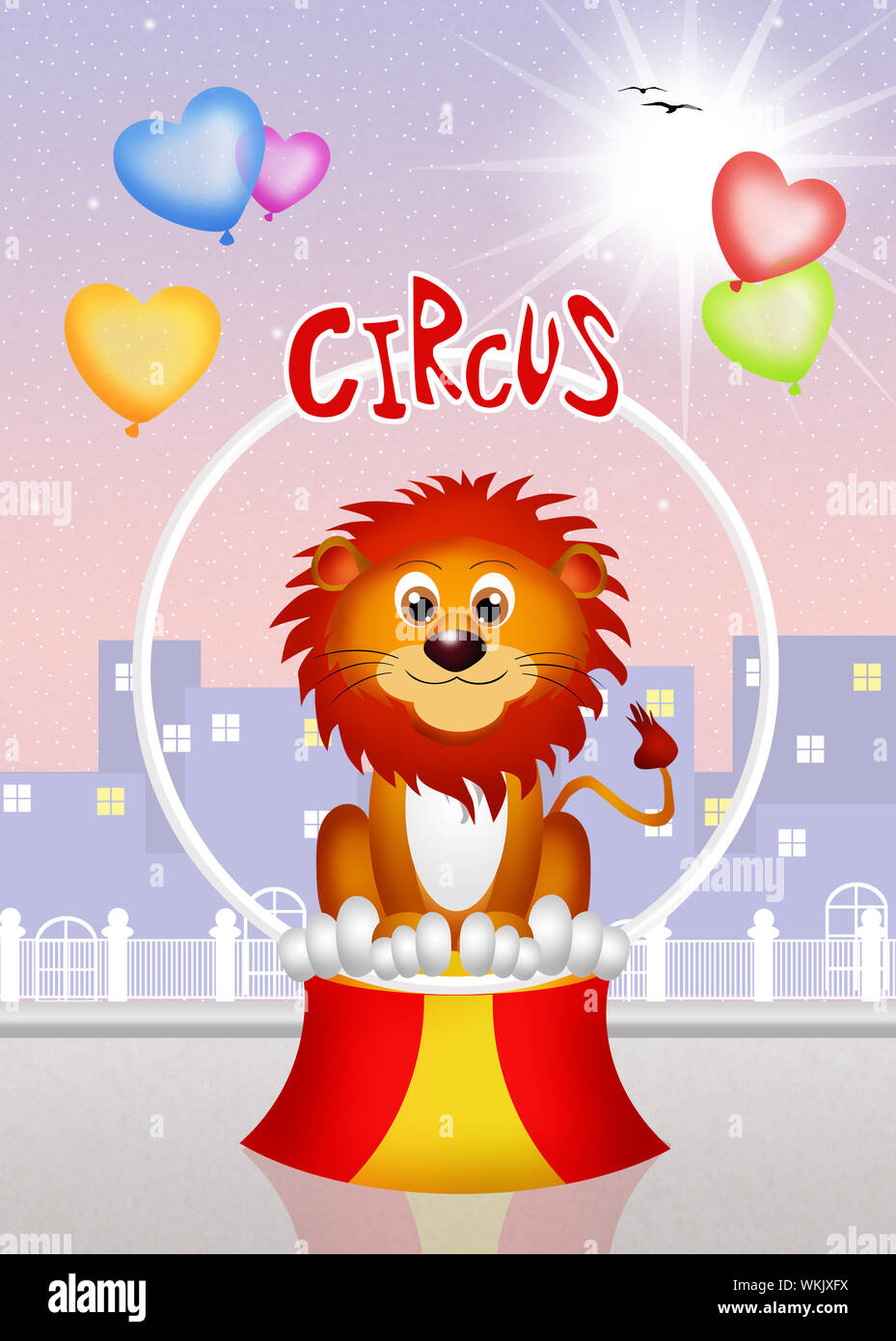 funny lion in the circus Stock Photo - Alamy