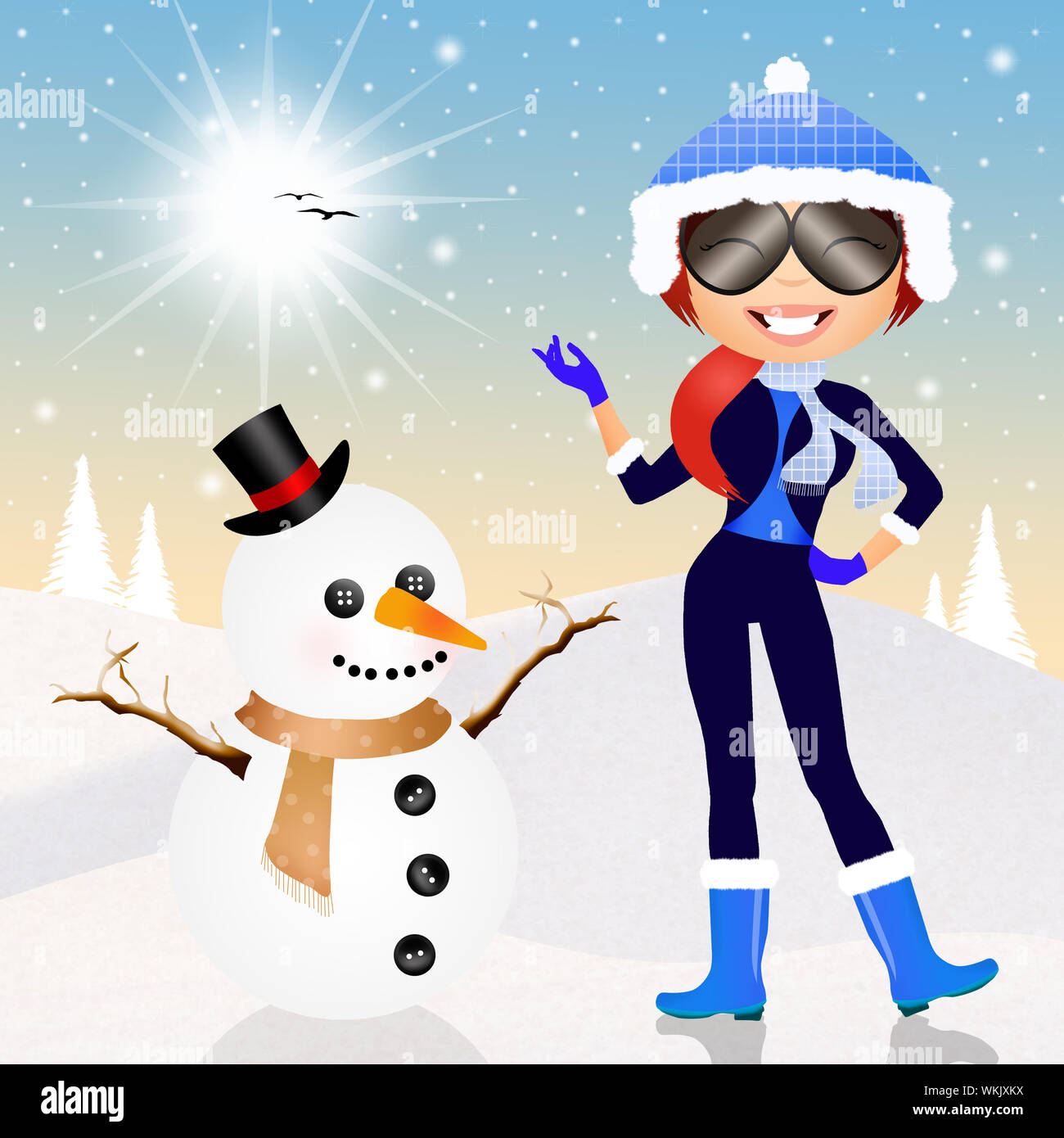 girl in the snow Stock Photo - Alamy
