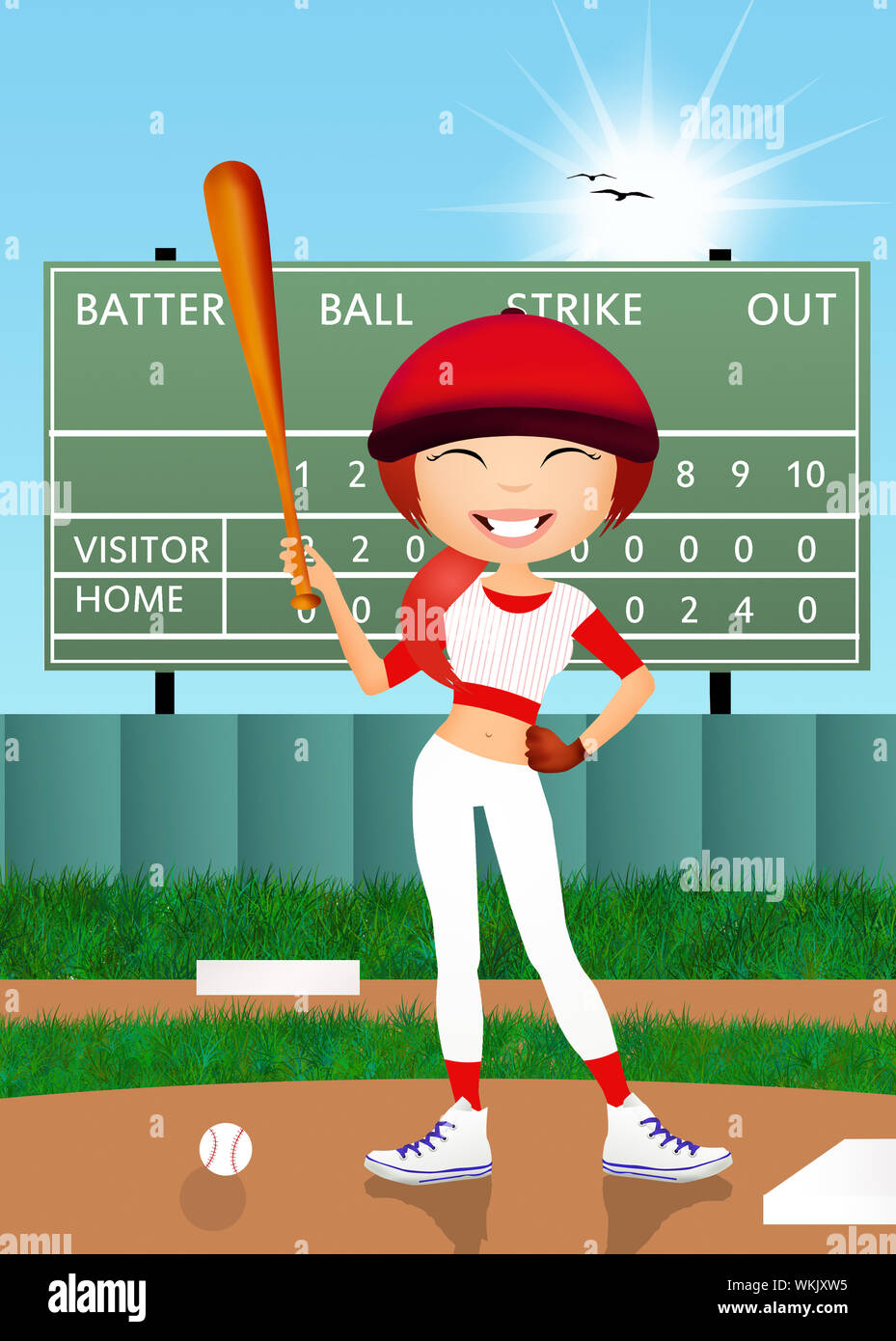 girl playing baseball Stock Photo - Alamy