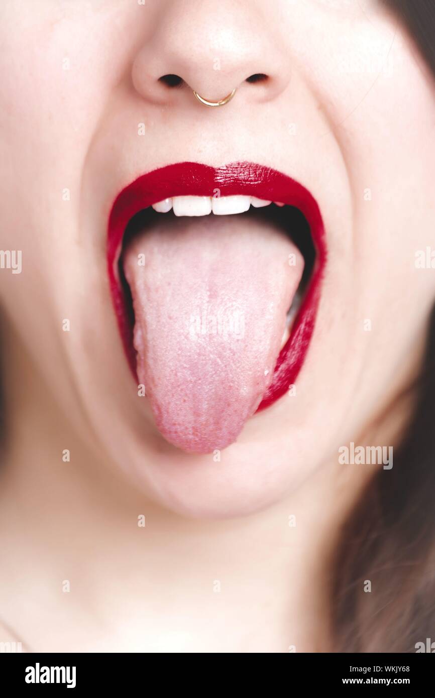 Red tongue woman hi-res stock photography and images - Alamy