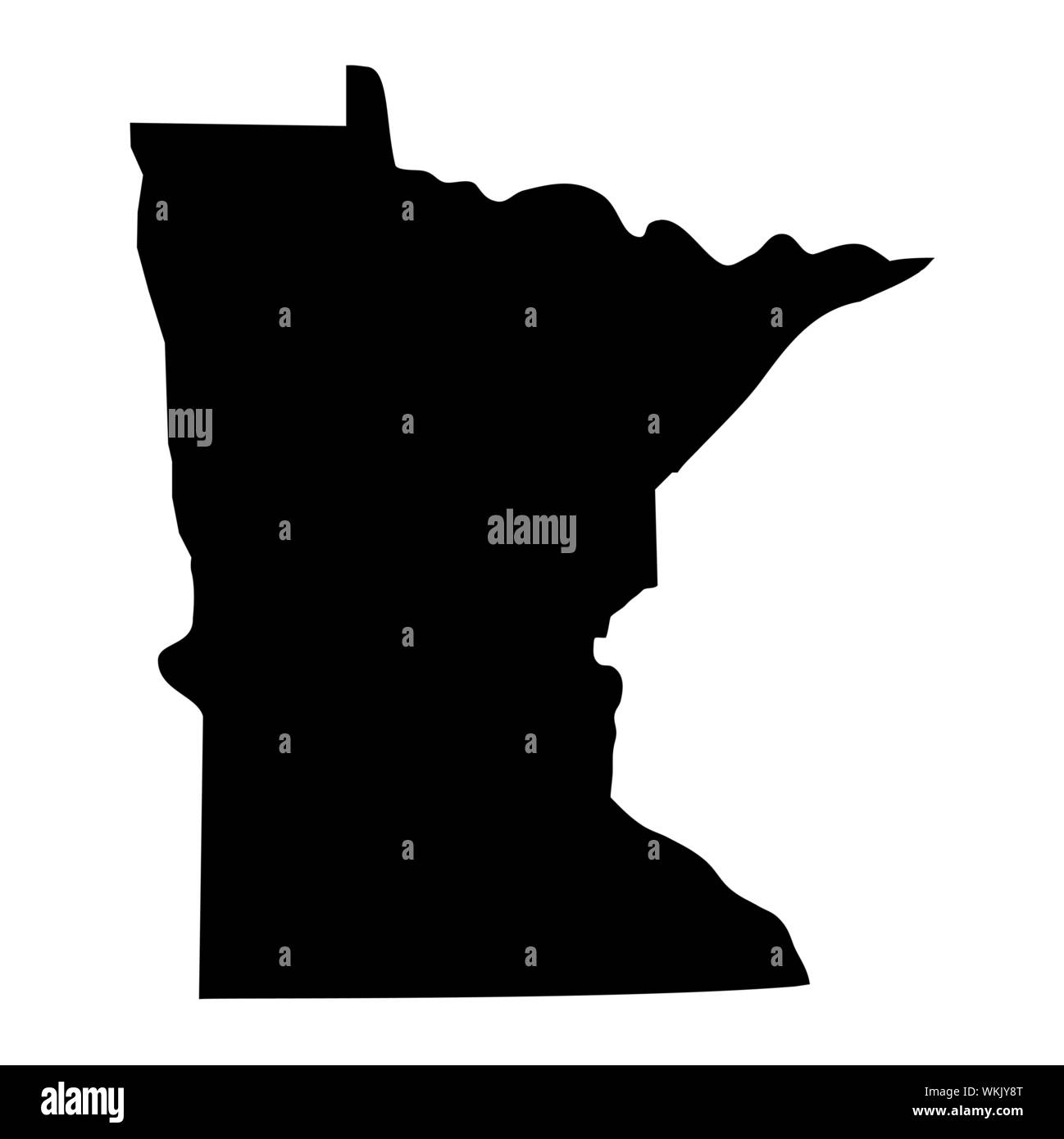 Minnesota dark silhouette map isolated on white background Stock Vector ...