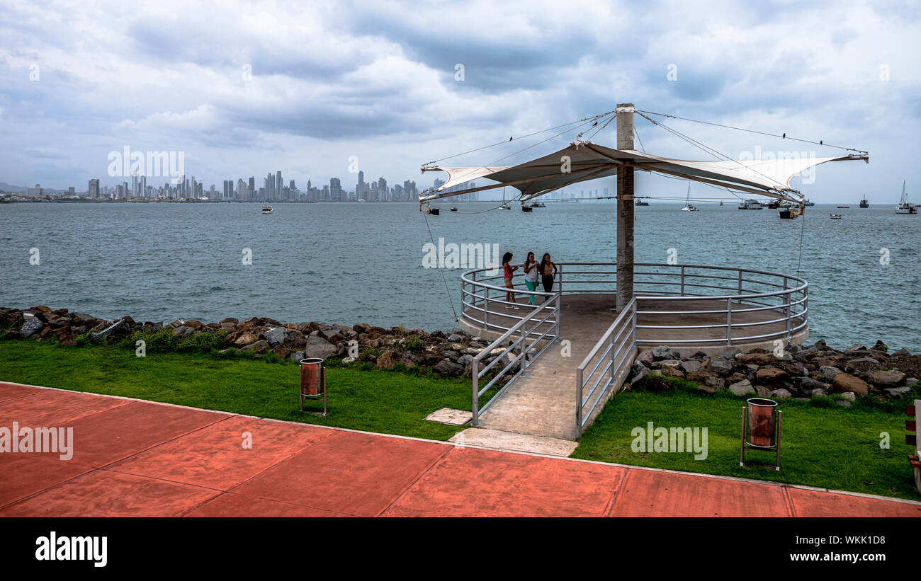 Panama city Panorama view with tourist view point from el cause way ...