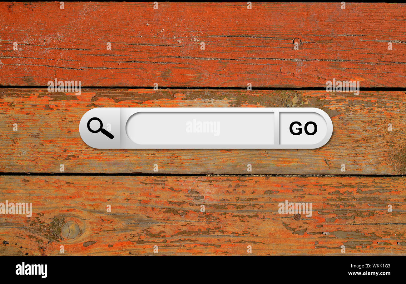 Search bar in browser. Aged wooden painted surface on background Stock ...