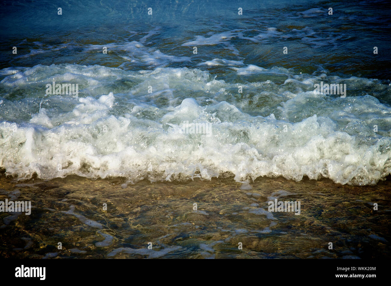 Splashing Waves in Transparent Sea Water on Coast Line Outdoors Stock ...