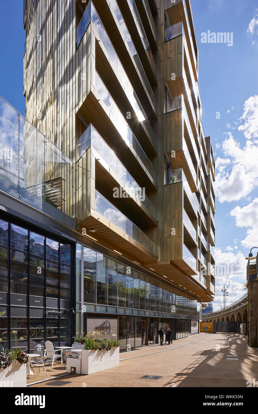 Corner elevation of Faraday House from Circus West Village. Faraday ...
